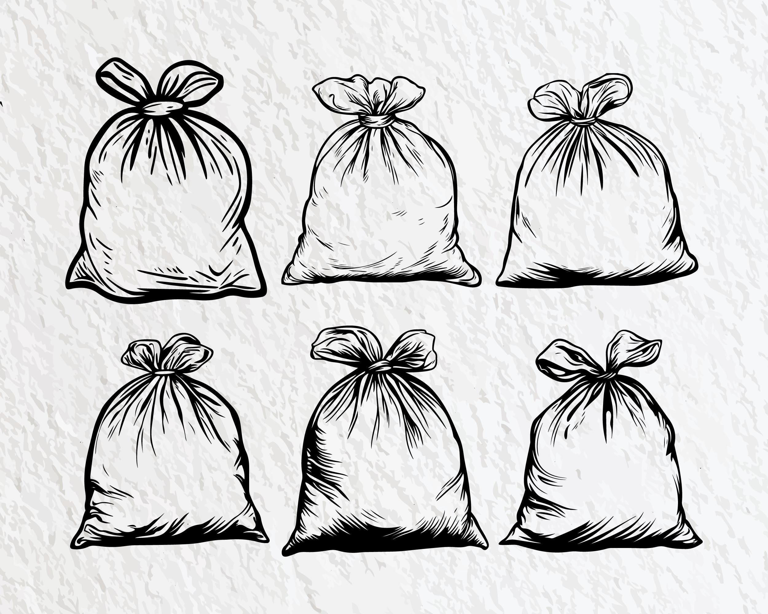 Sack Svg Bundle, Sack Silhouette, Sack Clipart Png, Sack Outline, Sack ...