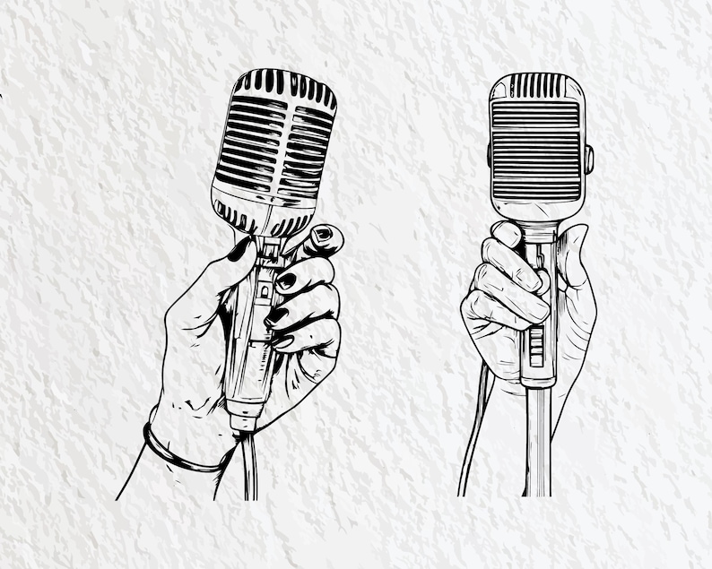 Vintage Microphone SVG Bundle: Retro Clipart, Logo Icon (PNG, Cricut ...