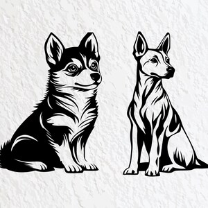 Pitsky Dog SVG Bundle: Silhouette, Clipart, Vector (PNG, SVG) - Etsy