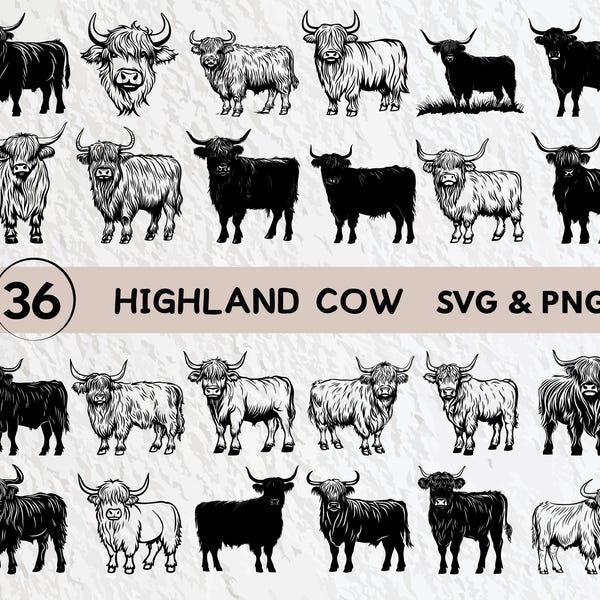 Highland Cow Outline Svg - Etsy