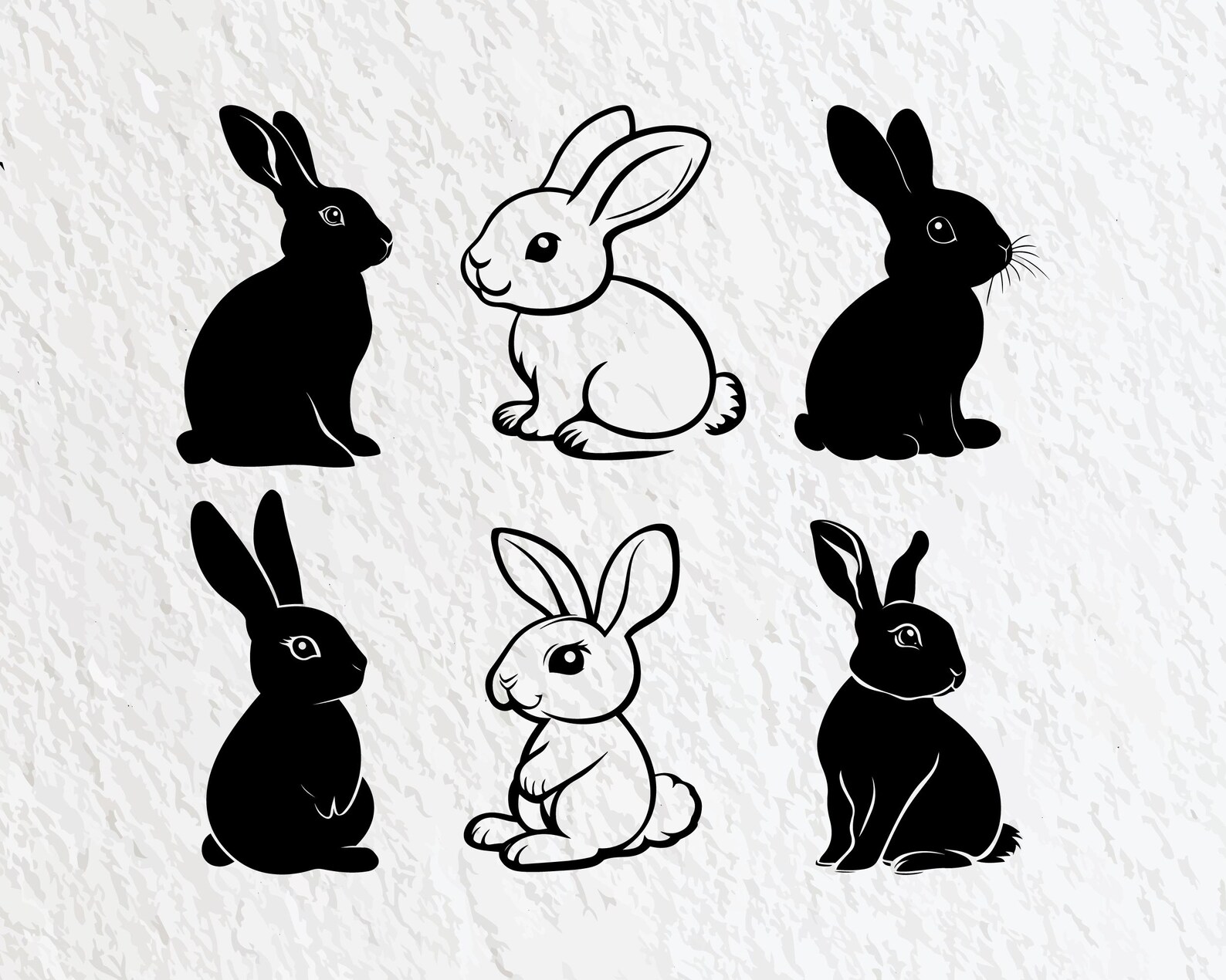 Bunny Silhouette Svg, Bunny Dog Svg Bundle, Bunny Breed Clipart, Rabbit ...
