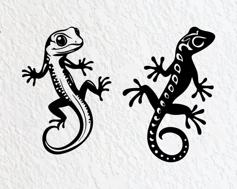 Gecko SVG Bundle: Silhouette Clipart, Cricut Decal Cut Files - Etsy