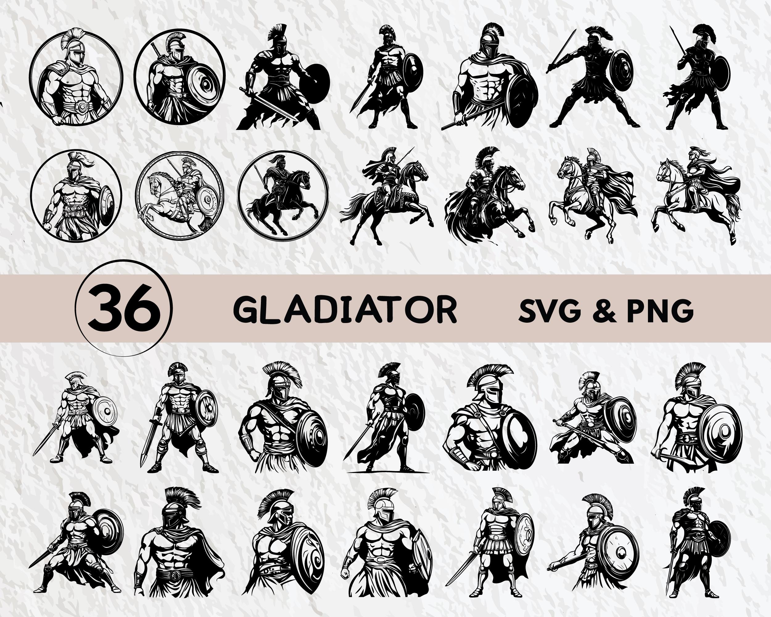 Gladiator SVG Bundle: Silhouette Clipart, Cricut Cut Files - Etsy