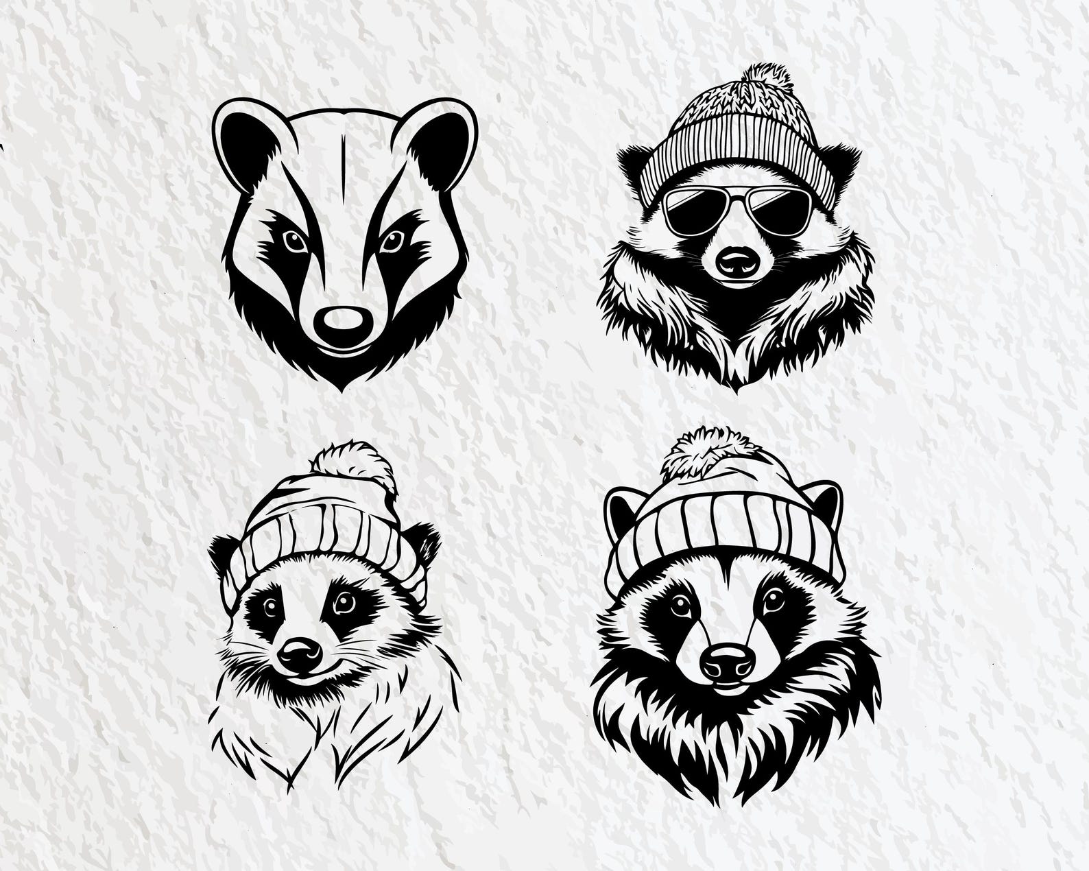 Badger SVG Bundle: Silhouette Clipart, Vector Decal (PNG, SVG) - Etsy