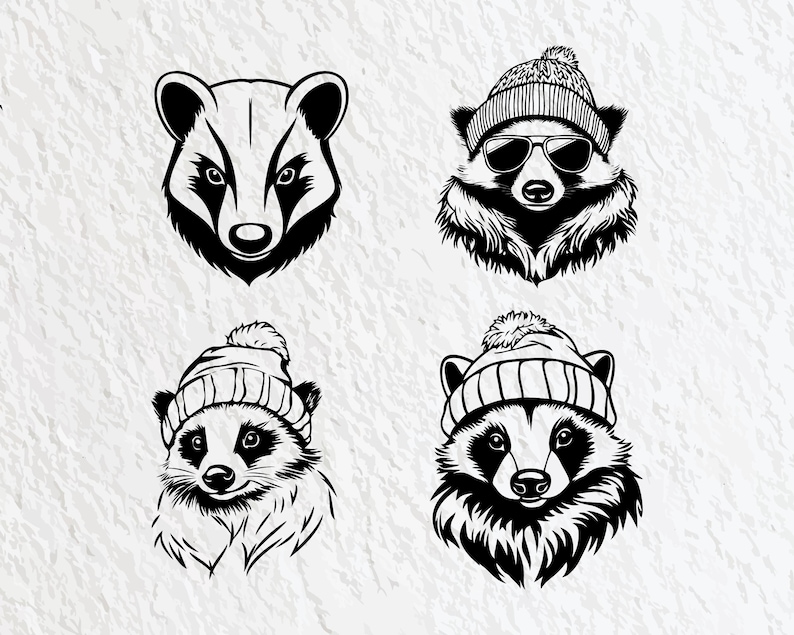 Badger SVG Bundle: Silhouette Clipart, Vector Decal (PNG, SVG) - Etsy