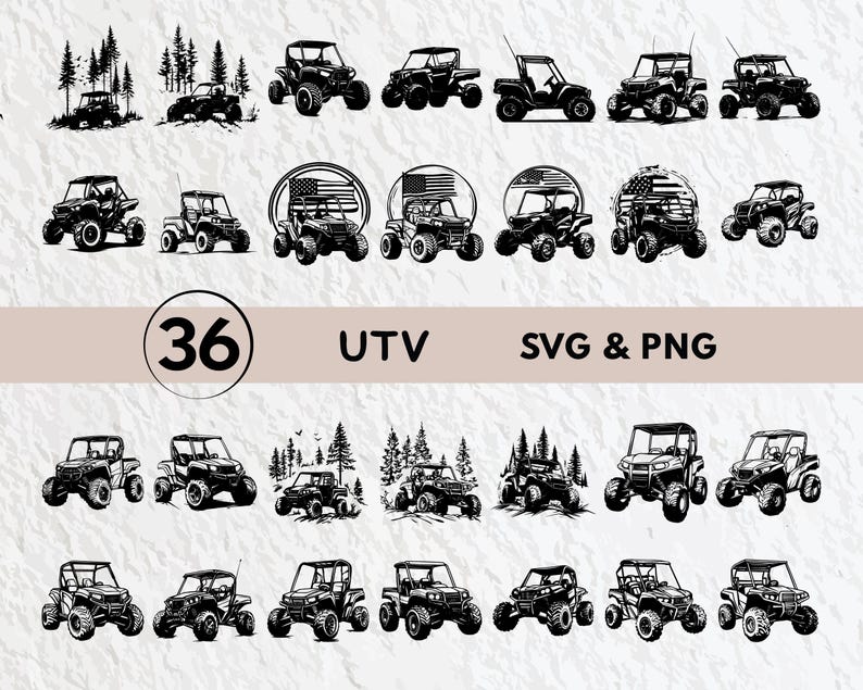 UTV Car SVG Bundle: Silhouette Clipart, Cricut Cut Files (PNG) - Etsy