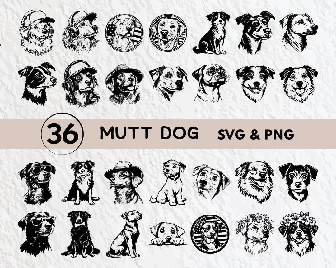 Mutt Dog Svg Bundle, Mutt Dog Silhouette, Mutt Dog Clipart, Mutt Dog ...