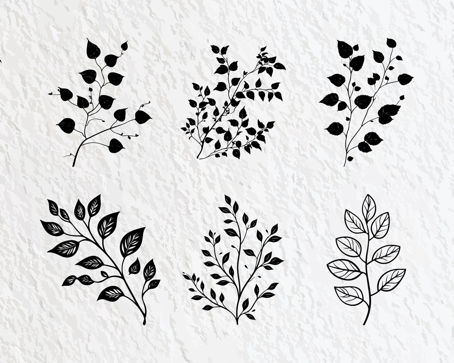 Botanical Leaves & Twigs SVG Bundle: Vector Cut Files (PNG, SVG) - Etsy