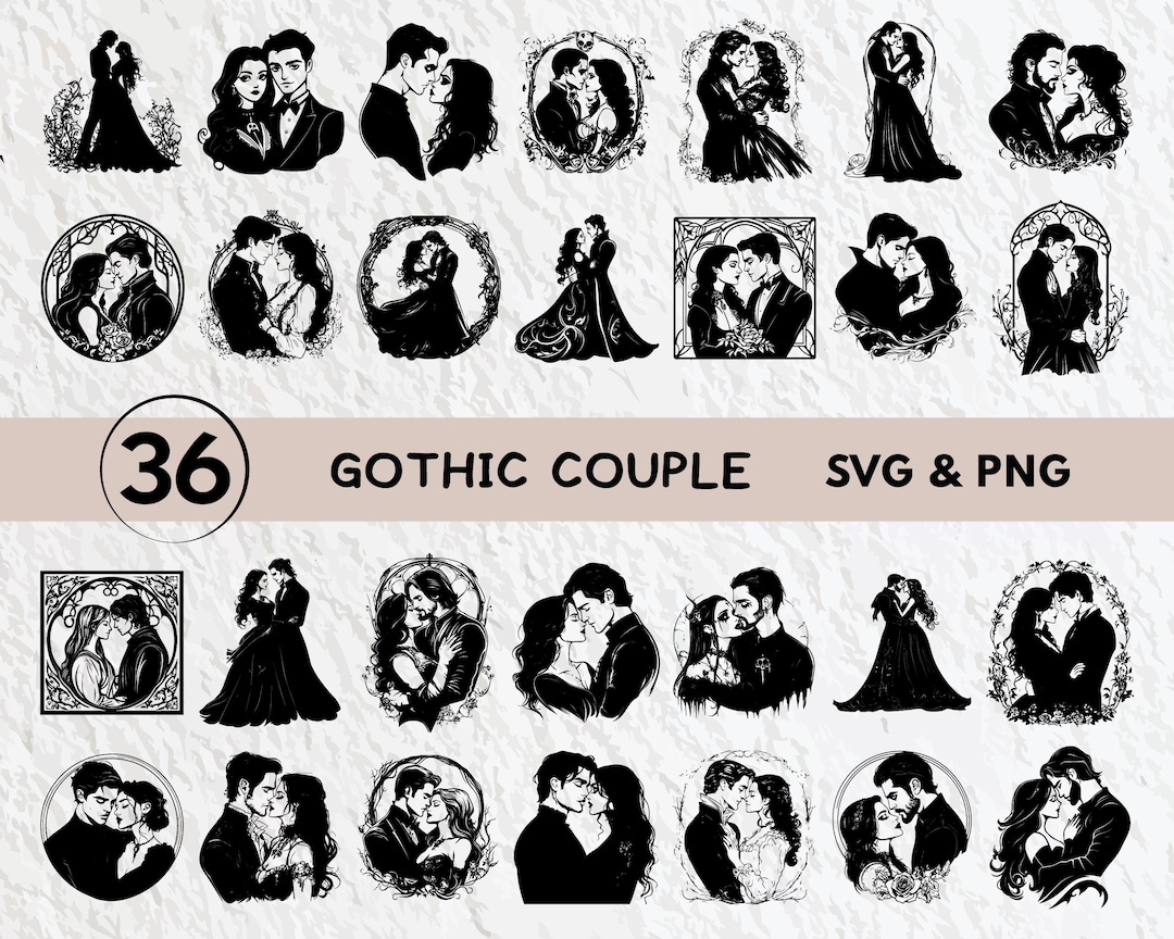 Gothic Couple SVG Bundle: Silhouette Clipart, Vector Cut Files - Etsy