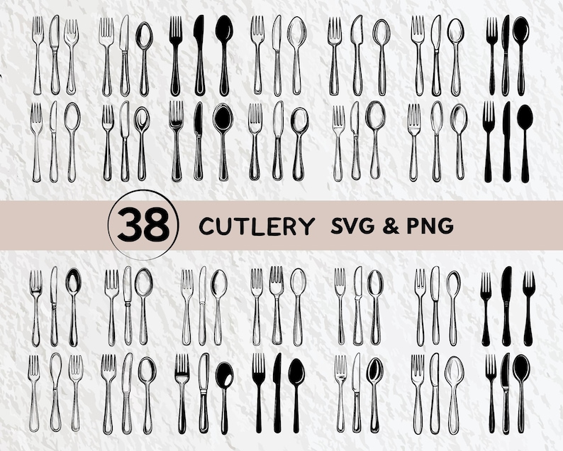 Cutlery Silhouette Bundle: 38 SVG & PNG Designs (digital Download) - Etsy