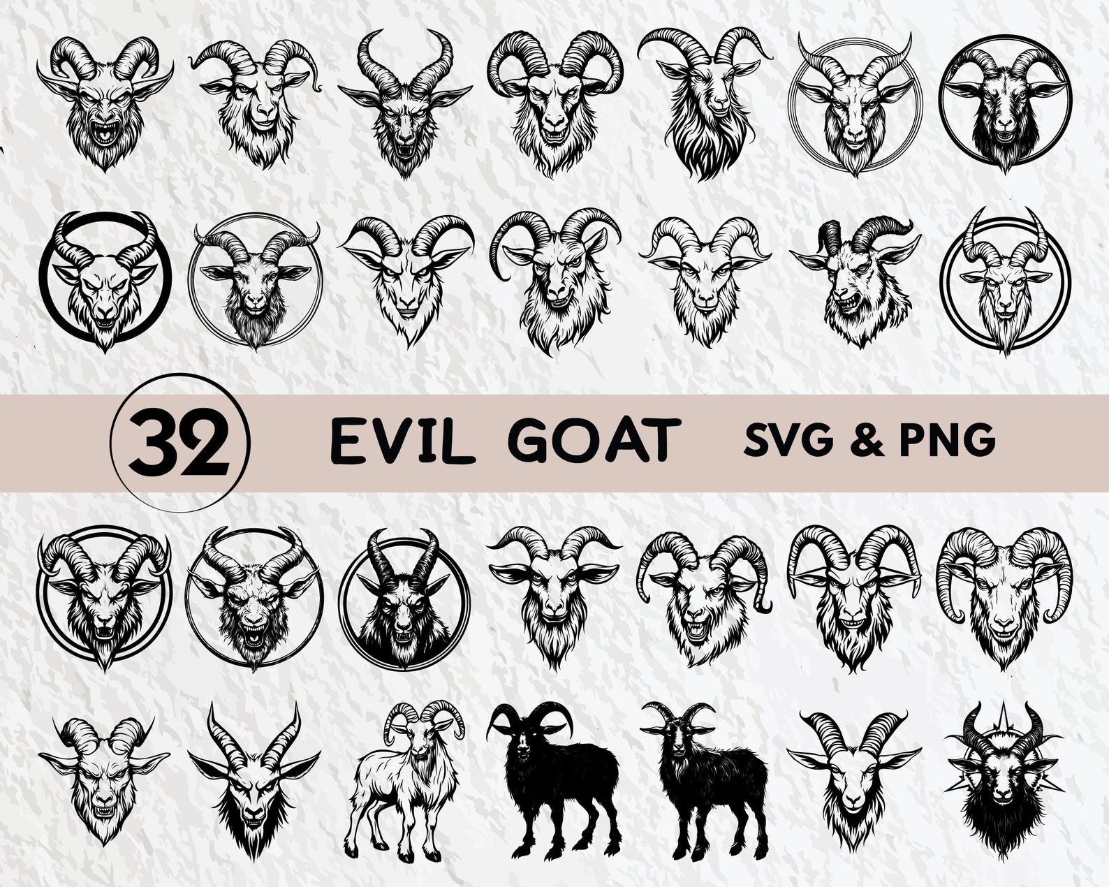 Evil Goat Svg Bundle, Evil Goat Silhouette, Evil Goat Clipart Png, Evil ...