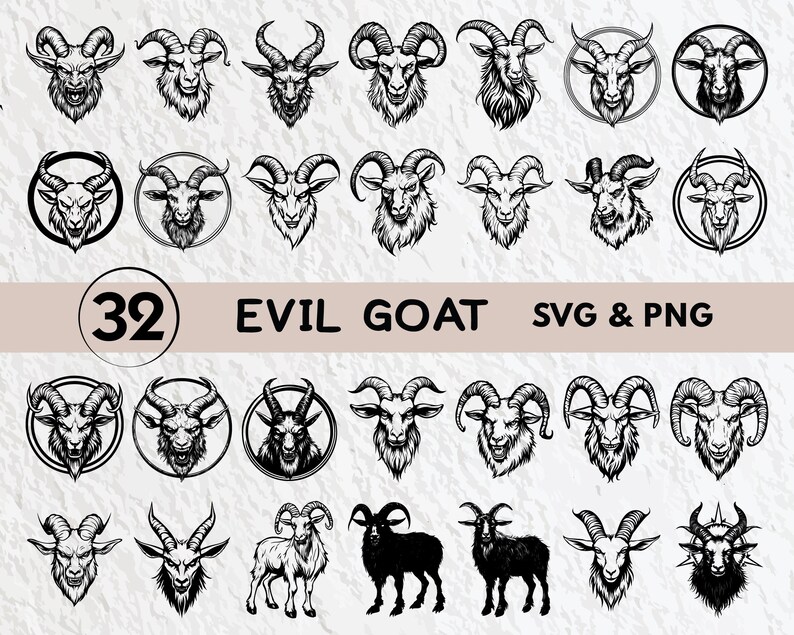 Evil Goat Svg Bundle, Evil Goat Silhouette, Evil Goat Clipart Png, Evil ...