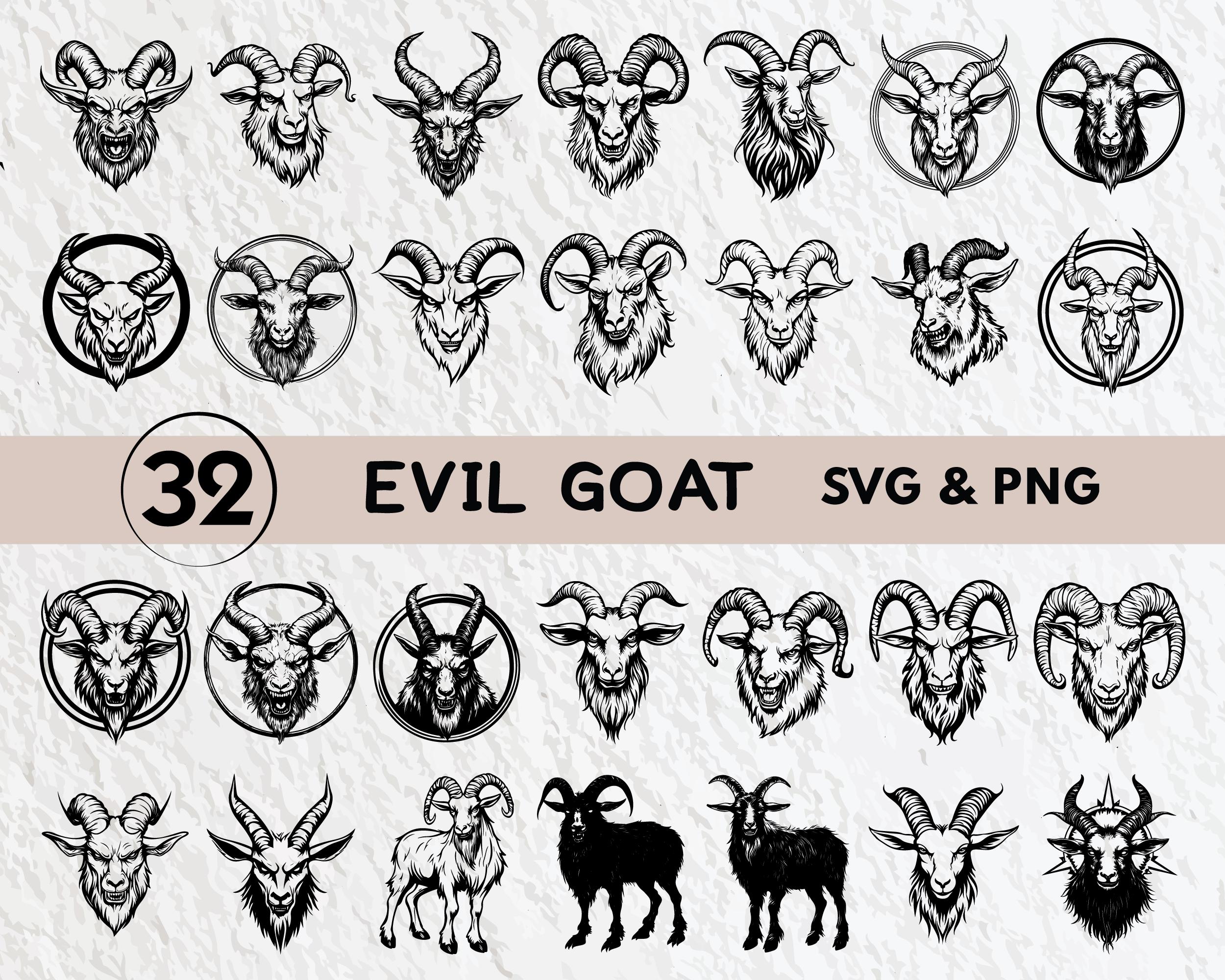Evil Goat Svg Bundle, Evil Goat Silhouette, Evil Goat Clipart Png, Evil ...