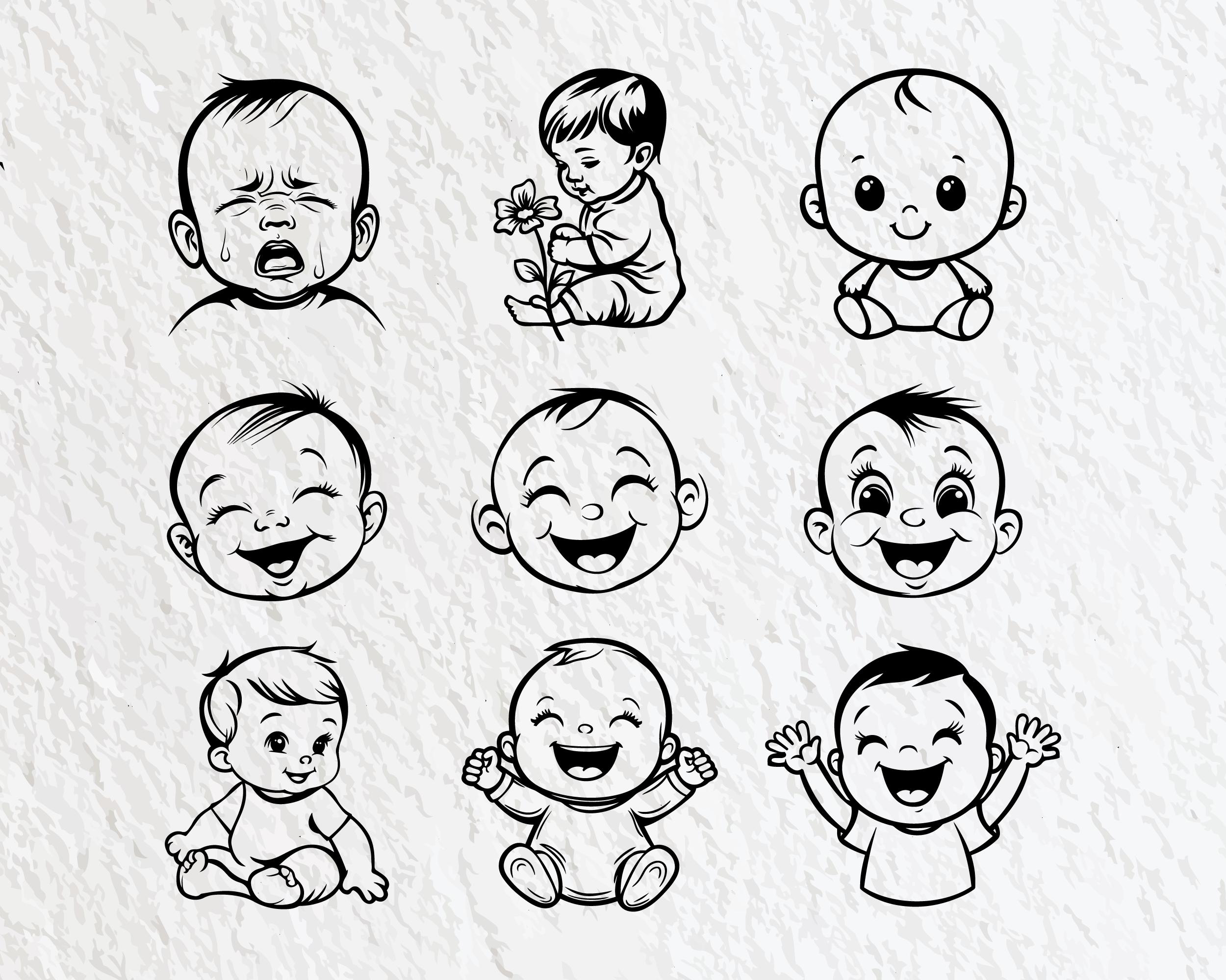 Cute Baby Svg Bundle, Cute Baby Silhouette, Cute Baby Clipart Png, Cute ...