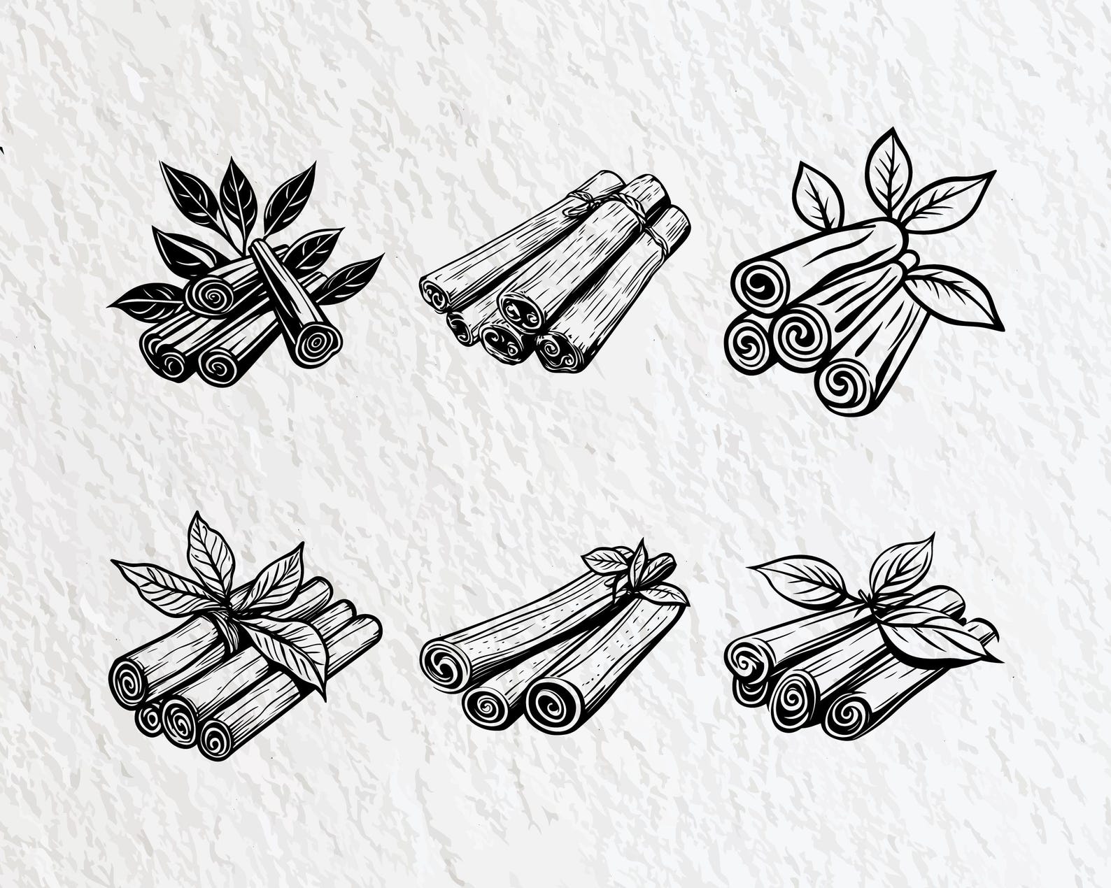 Cinnamon Sticks SVG Bundle: Logo Icon, Clipart, Outline (digital ...