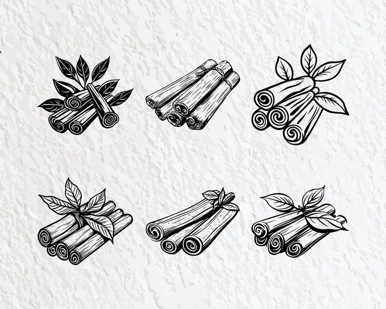 Cinnamon Sticks SVG Bundle: Logo Icon, Clipart, Outline (digital ...