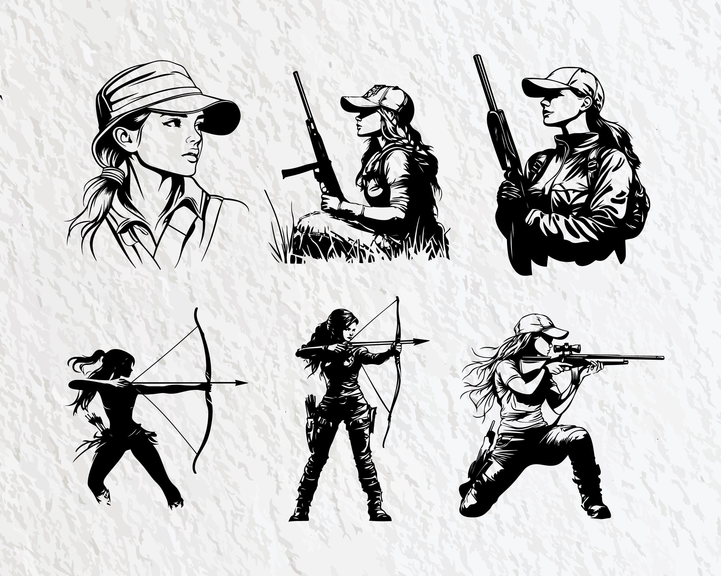 Hunter Girl Svg Bundle, Hunter Girl Silhouette, Hunter Girl Clipart Png ...