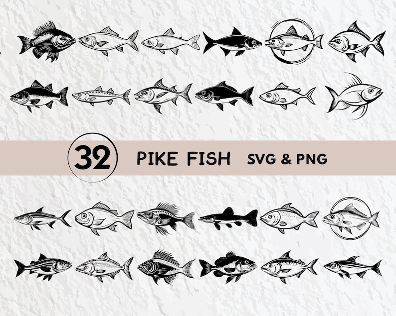 Pike Fish Svg Bundle, Pike Fish Silhouette, Pike Fish Clipart Png, Pike ...