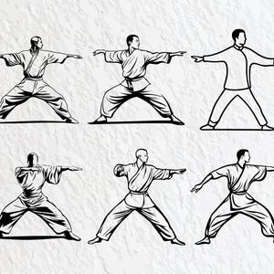 Tai Chi Silhouette SVG Bundle: Vector Clipart, Logo Icon (digital ...