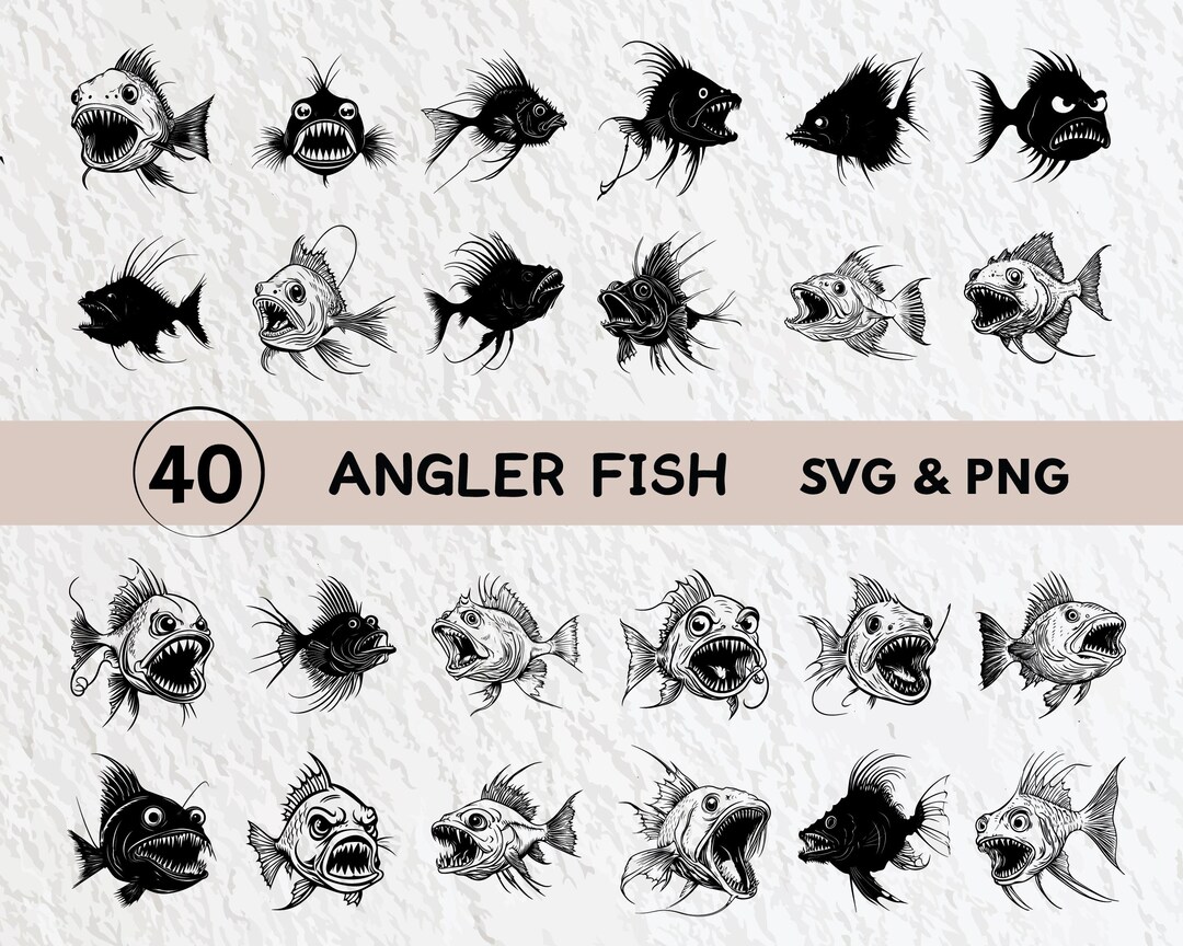 Angler Fish Svg Bundle, Angler Fish Silhouette, Angler Fish Clipart Png ...