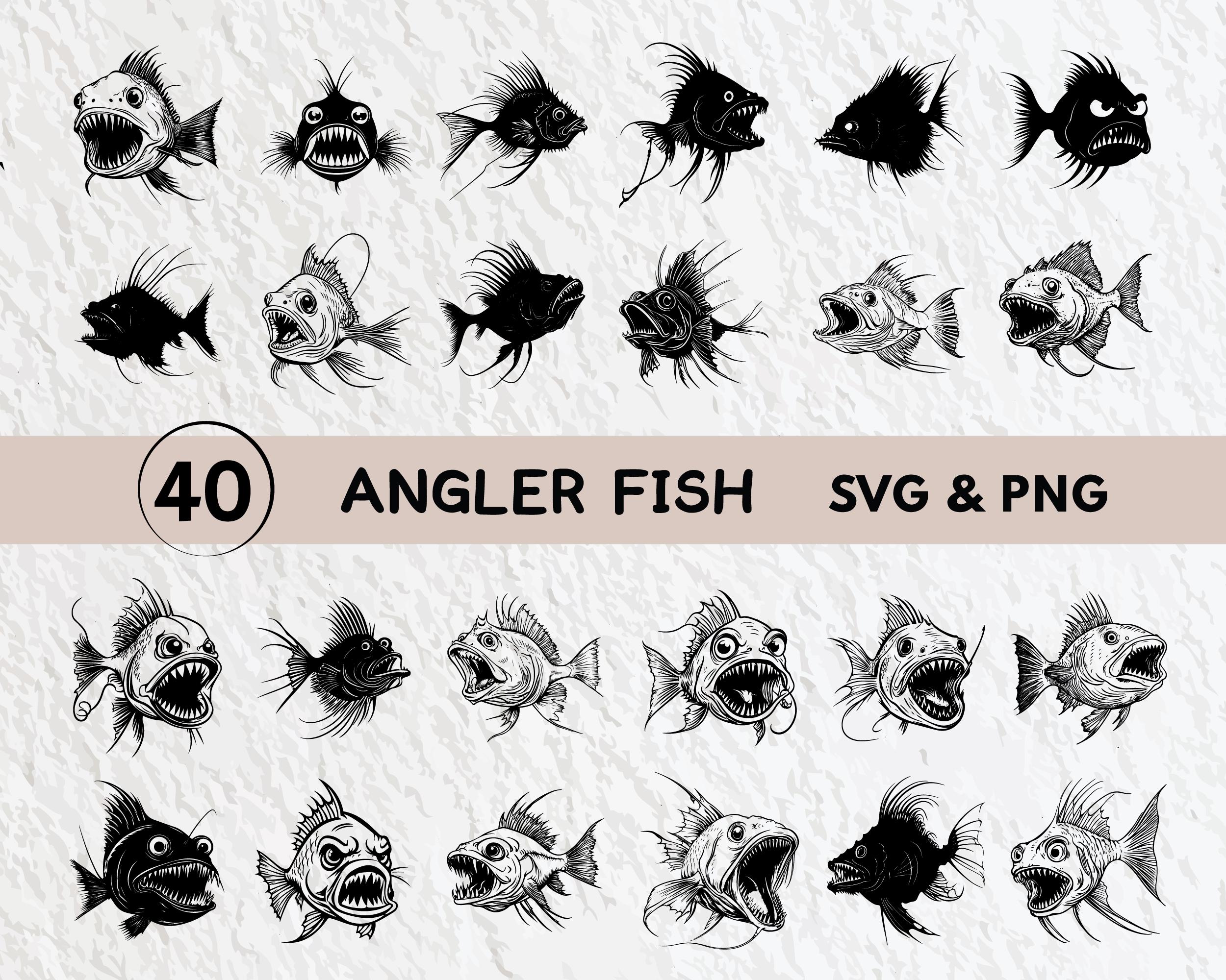 Angler Fish Svg Bundle, Angler Fish Silhouette, Angler Fish Clipart Png ...