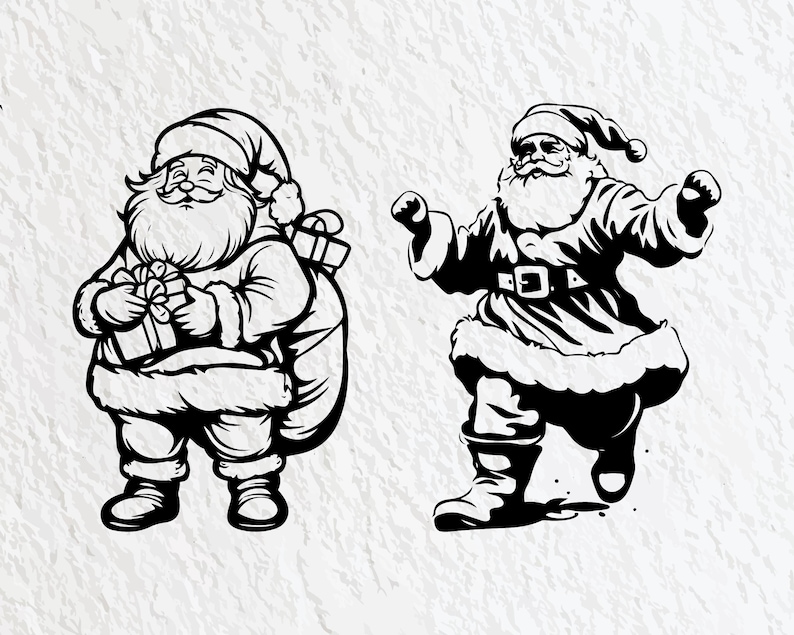 Santa Claus SVG Bundle: Christmas Clipart, Silhouette, Vector (PNG, SVG ...