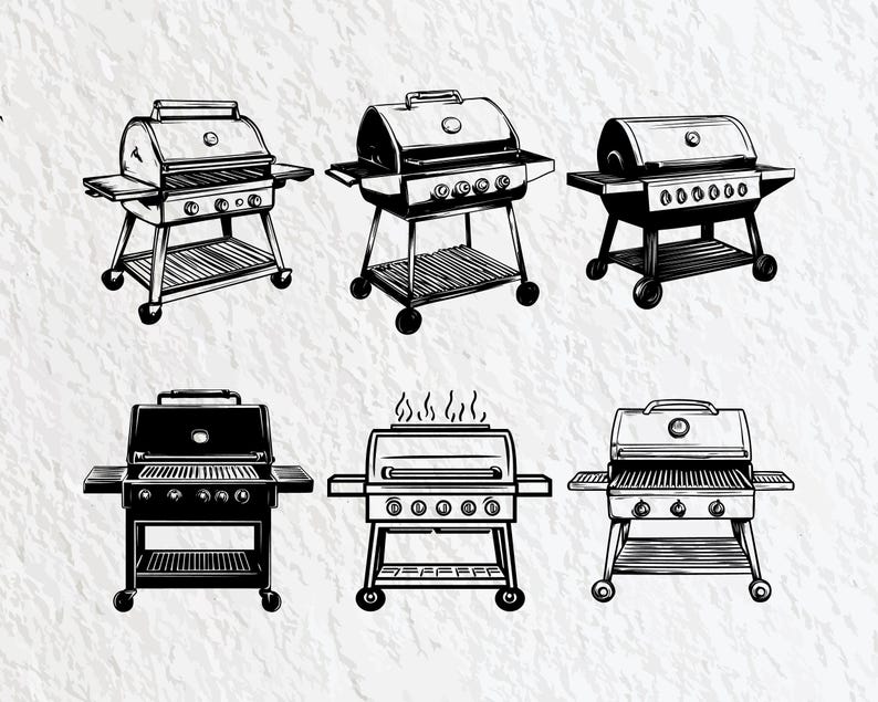 Grill Machine SVG Bundle: BBQ Grill Clipart, Logo Icon (digital ...