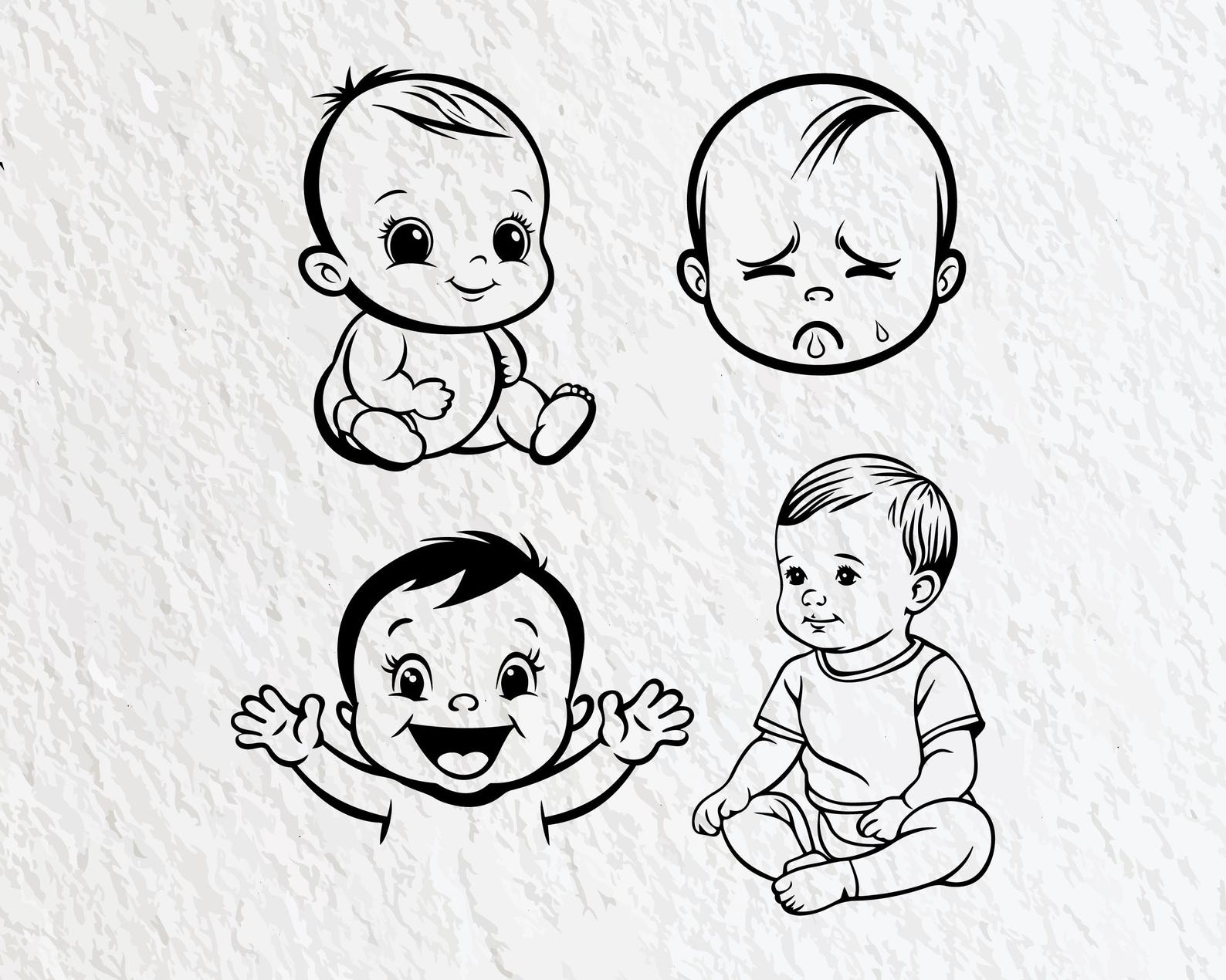 Cute Baby Svg Bundle, Cute Baby Silhouette, Cute Baby Clipart Png, Cute ...