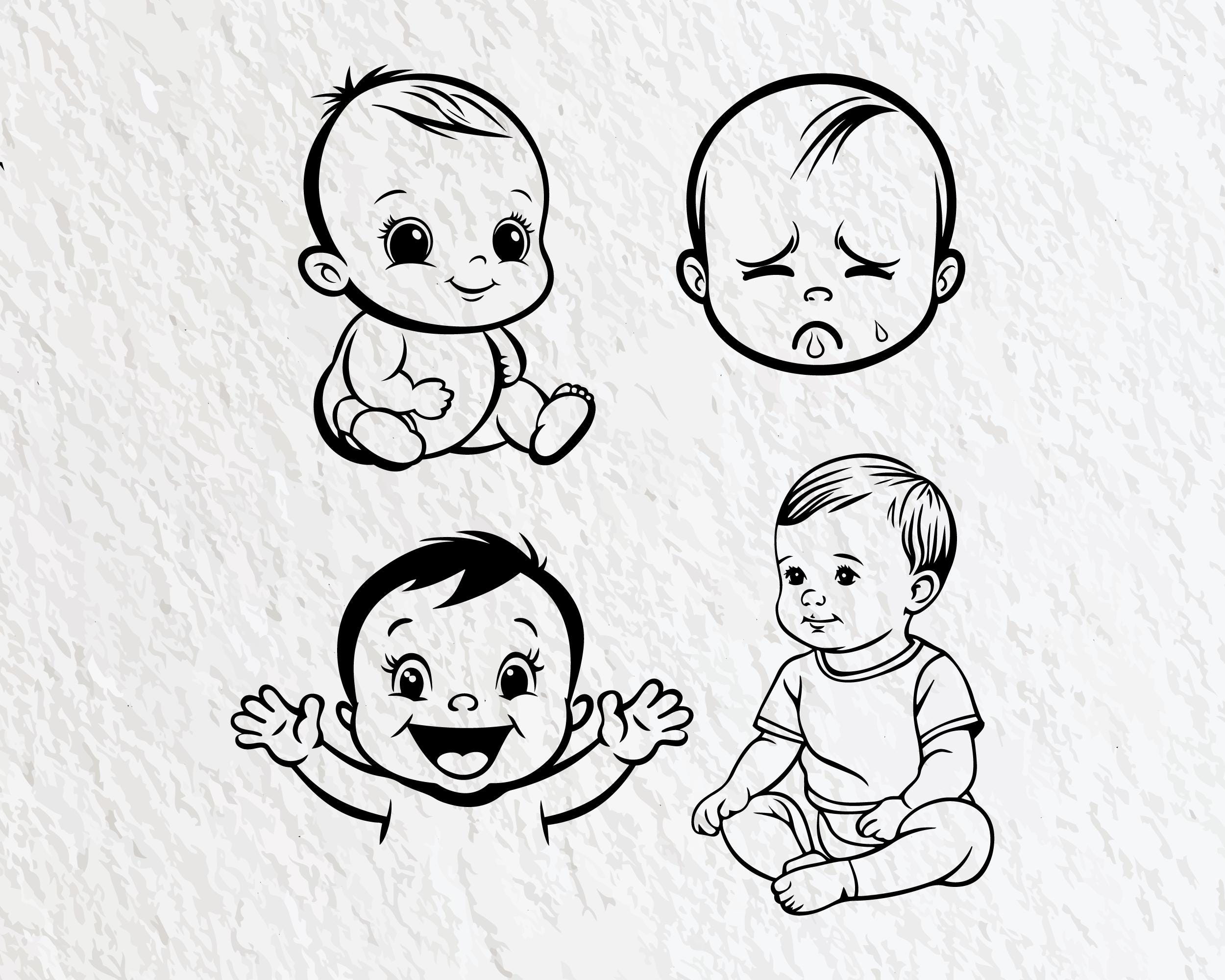 Cute Baby Svg Bundle, Cute Baby Silhouette, Cute Baby Clipart Png, Cute ...