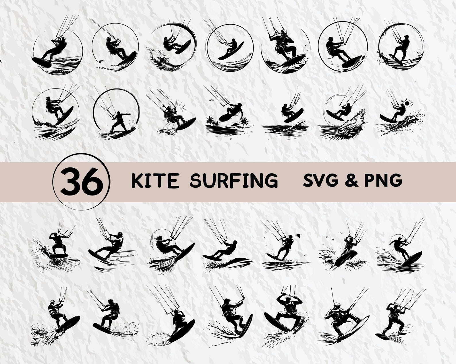 Kite Surfing SVG Bundle: Silhouette Clipart, Vector Cut Files - Etsy