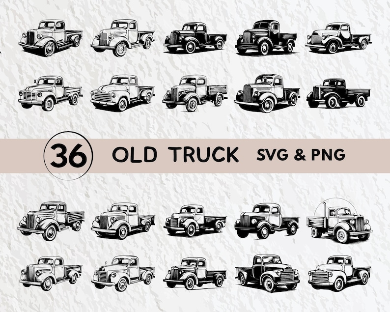 Old Truck Svg Bundle, Old Truck Silhouette, Old Truck Clipart Png, Old ...