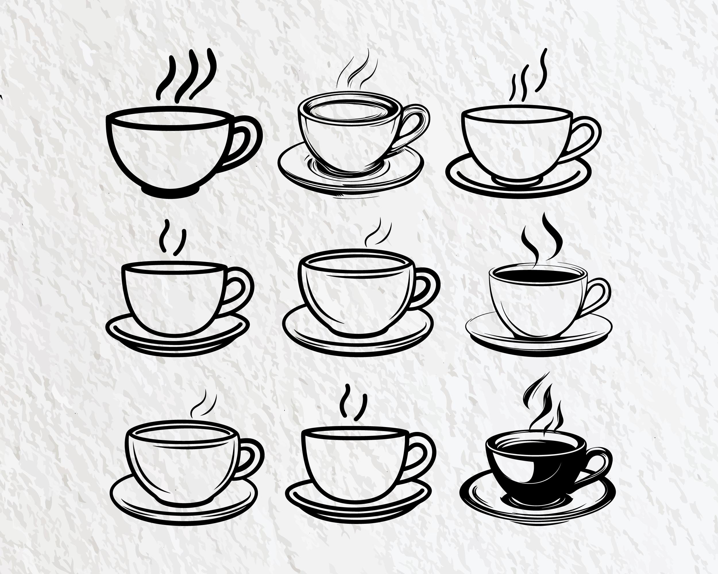 Coffee Cup SVG Bundle: Latte, Outline, Silhouette (PNG, Cricut) - Etsy