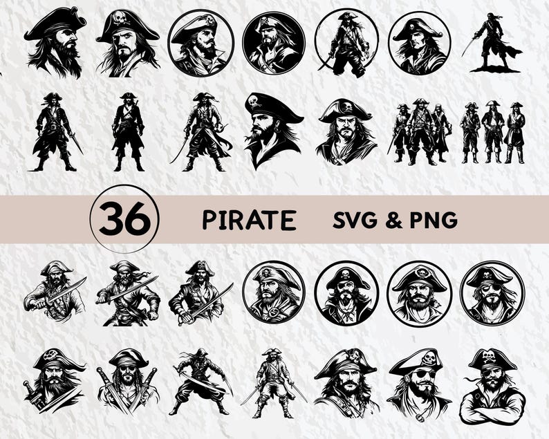 Pirate Silhouette Svg, Pirate Svg Bundle, Pirate Clipart, Pirate Decal ...