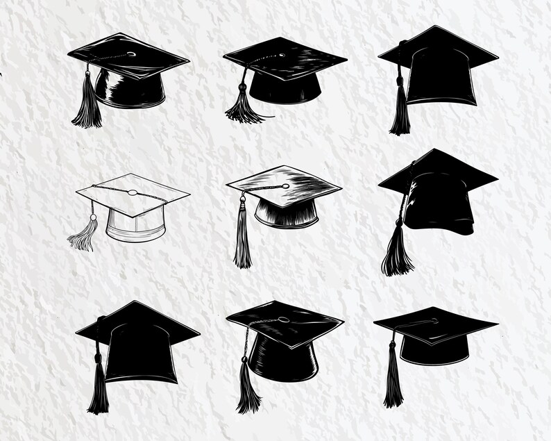 Graduation Hat SVG Bundle: Silhouette Clipart Vector (digital Download ...