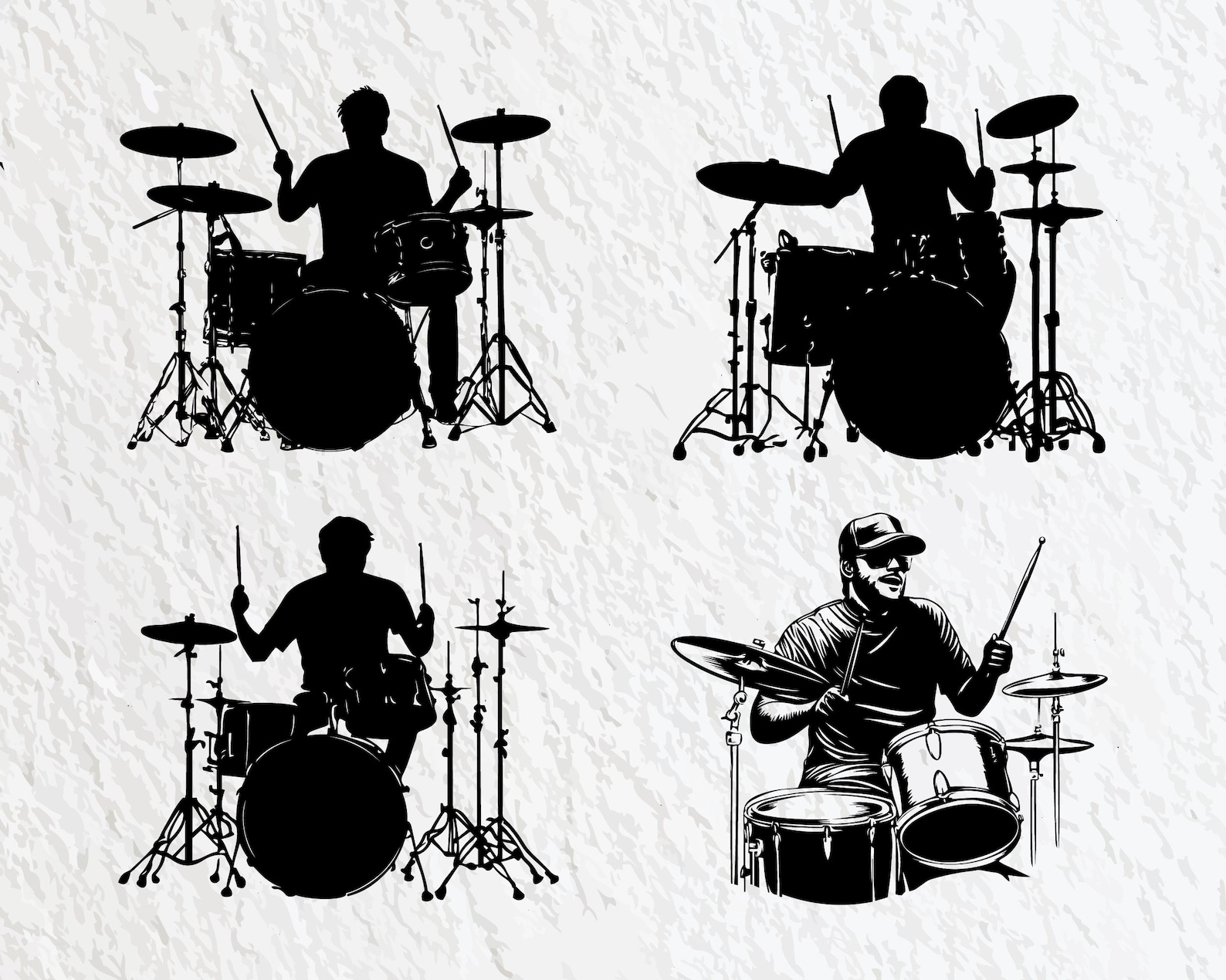 Drummer Svg Bundle, Drummer Silhouette, Drummer Clipart Png, Drummer ...
