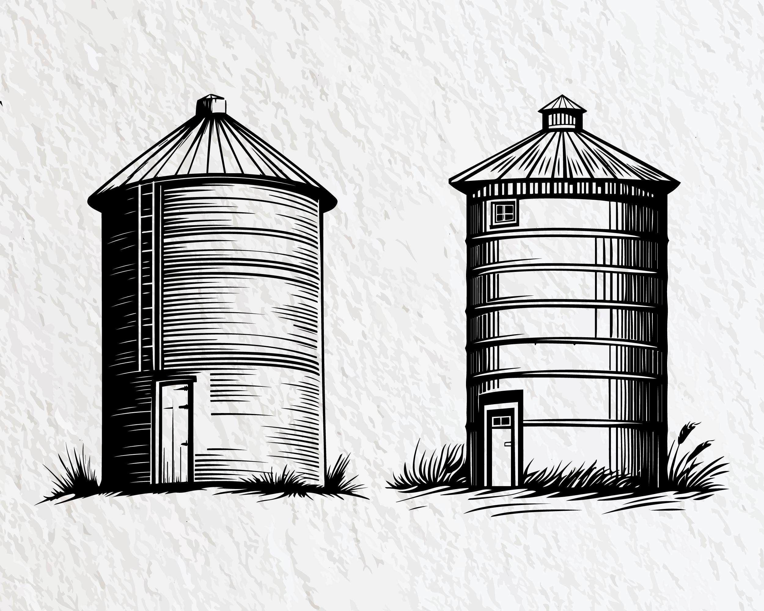Grain Bin Svg Bundle, Grain Bin Silhouette, Grain Bin Clipart Png ...