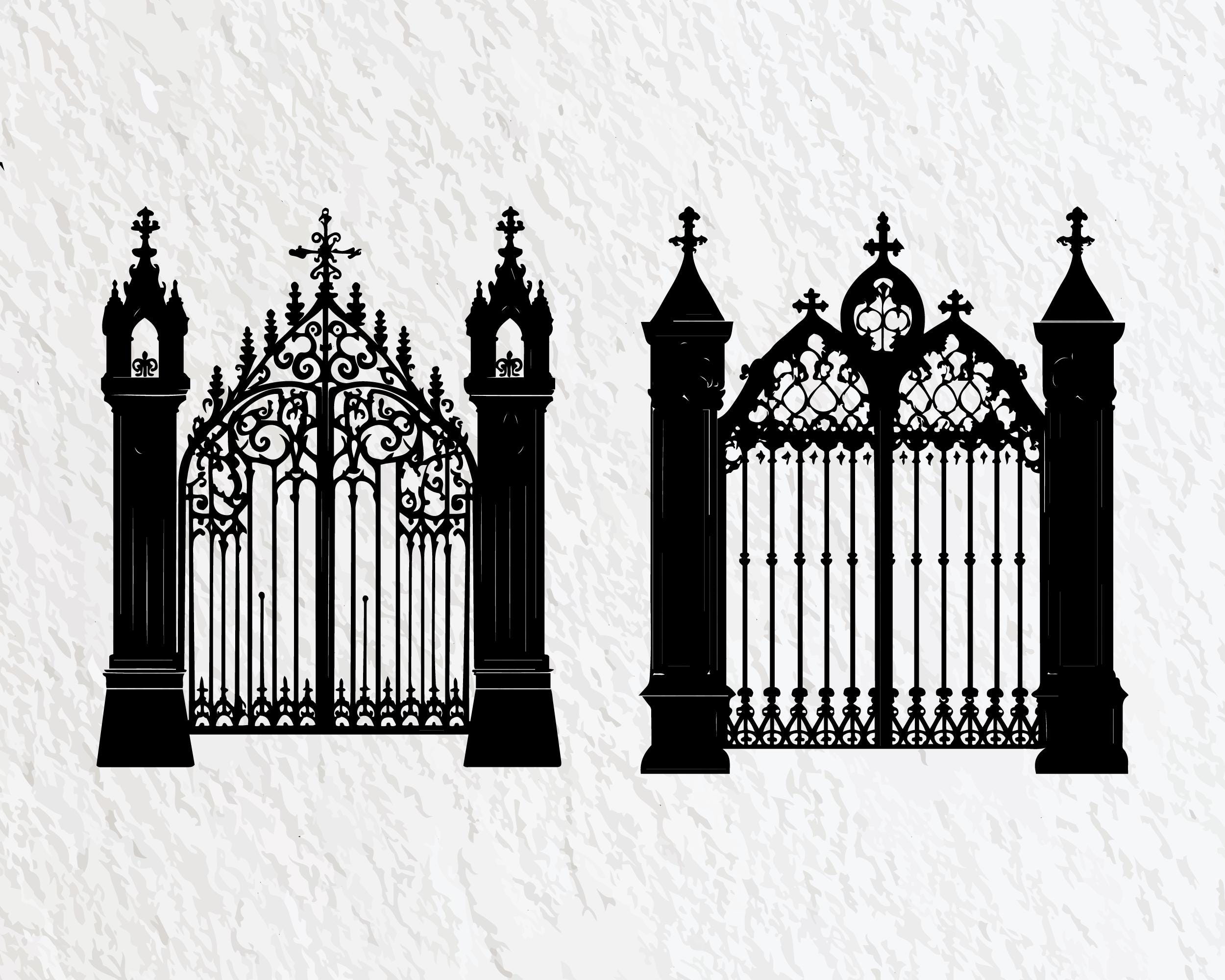 Gothic Gate Svg Bundle, Gothic Gate Silhouette, Gothic Gate Clipart Png ...