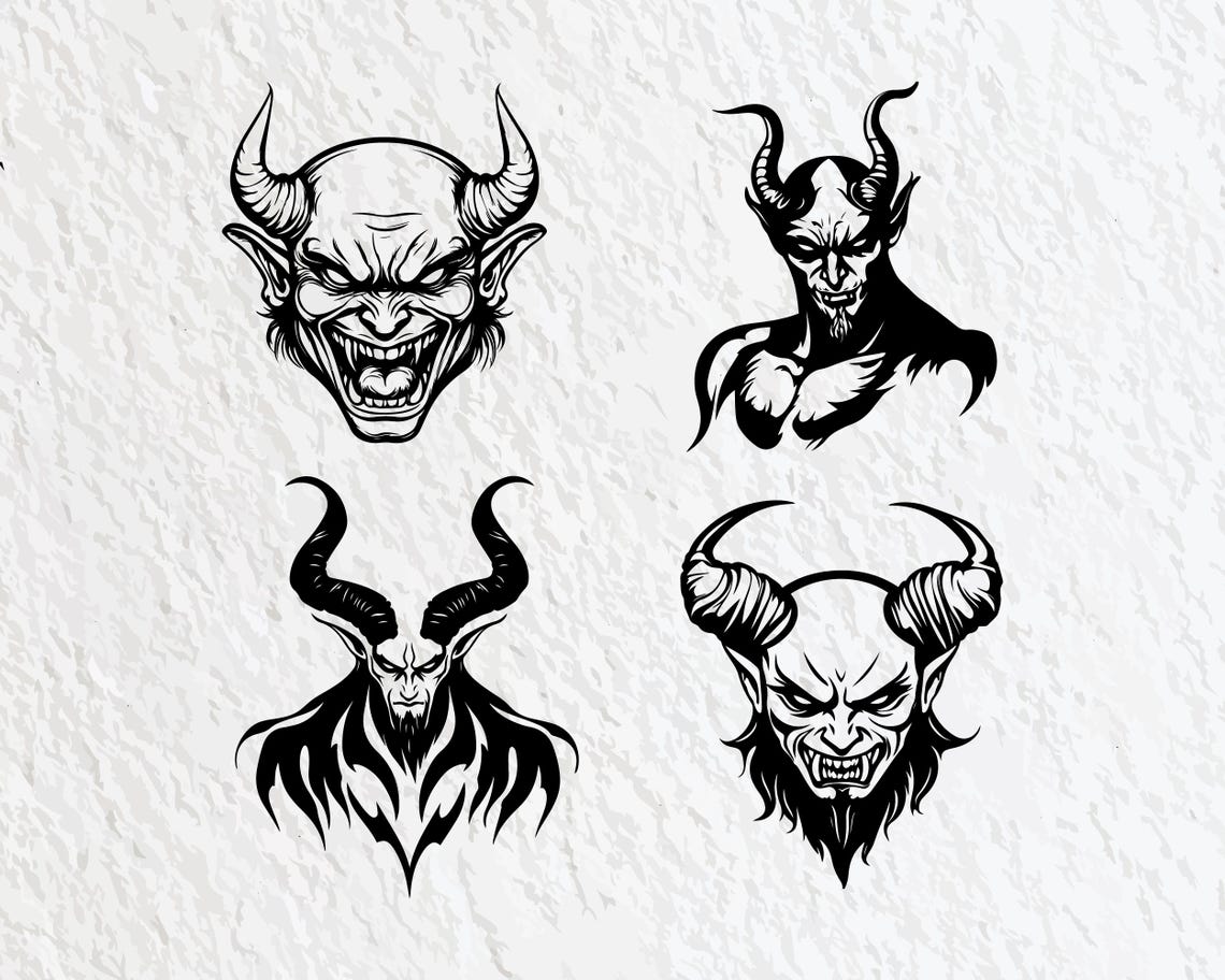 Devil Silhouette SVG Bundle: Lucifer Vector Art, Cricut Cut Files (PNG ...