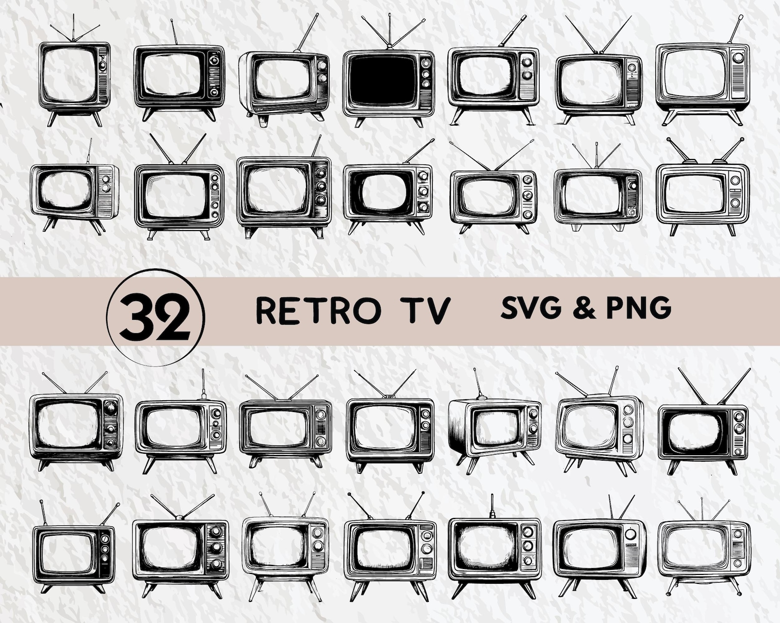 Retro Tv Svg Bundle, Retro Tv Silhouette, Retro Tv Clipart Png, Retro ...