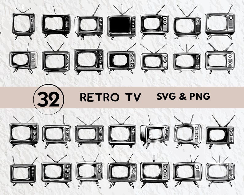 Retro Tv Svg Bundle, Retro Tv Silhouette, Retro Tv Clipart Png, Retro ...