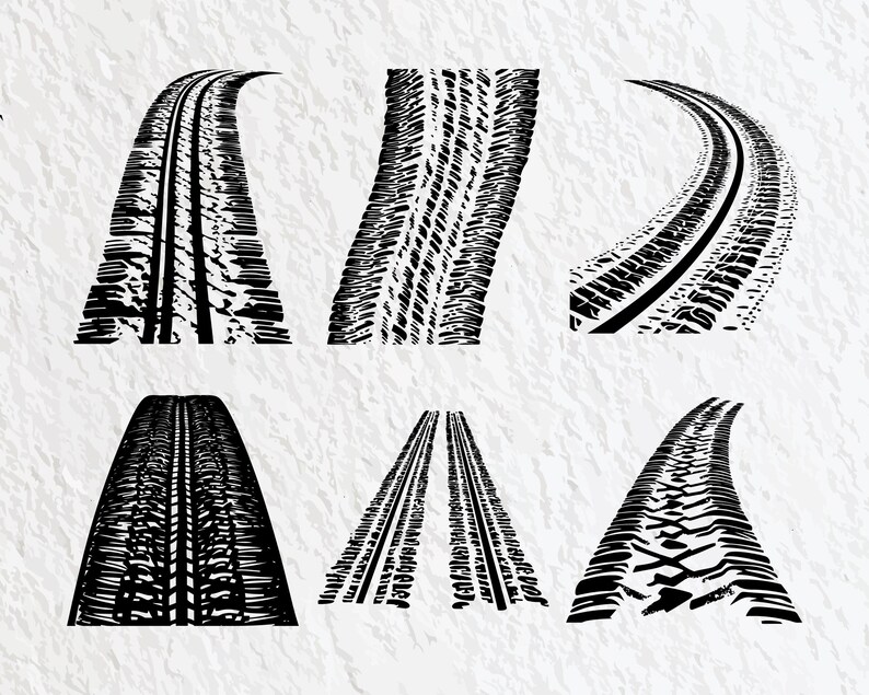 Tire Tracks SVG Bundle: Silhouette Clipart, Vector Cut Files - Etsy