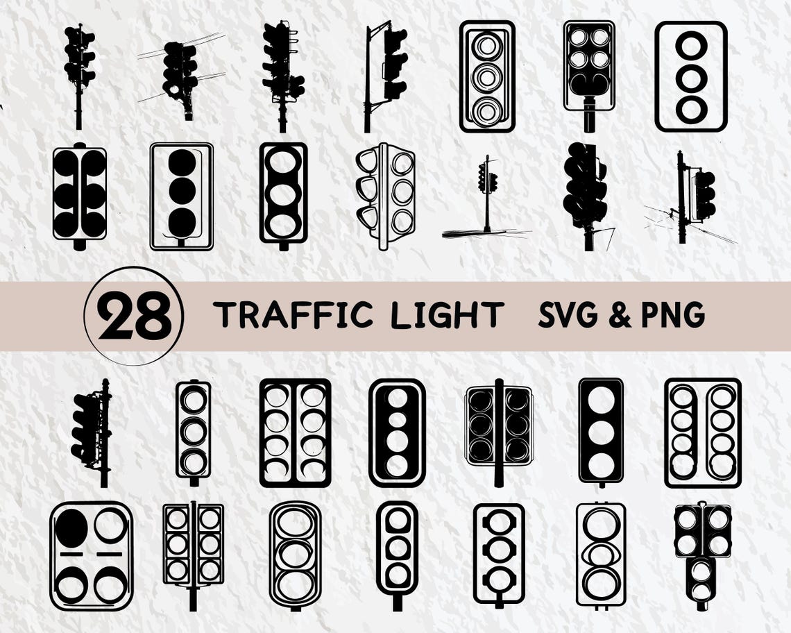 Traffic Light SVG Bundle: Silhouette Clipart, Logo Icon Decal (PNG, SVG ...