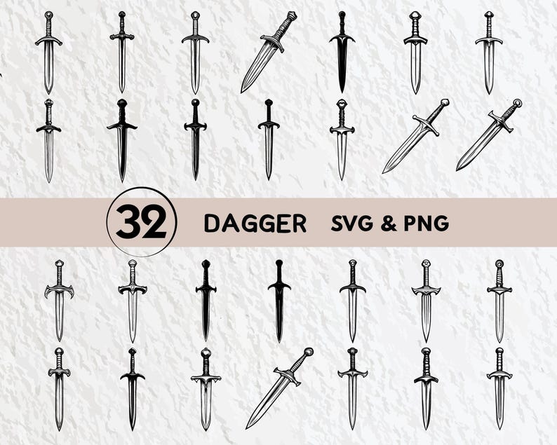 Dagger Svg Bundle, Dagger Silhouette, Dagger Clipart Png, Dagger ...