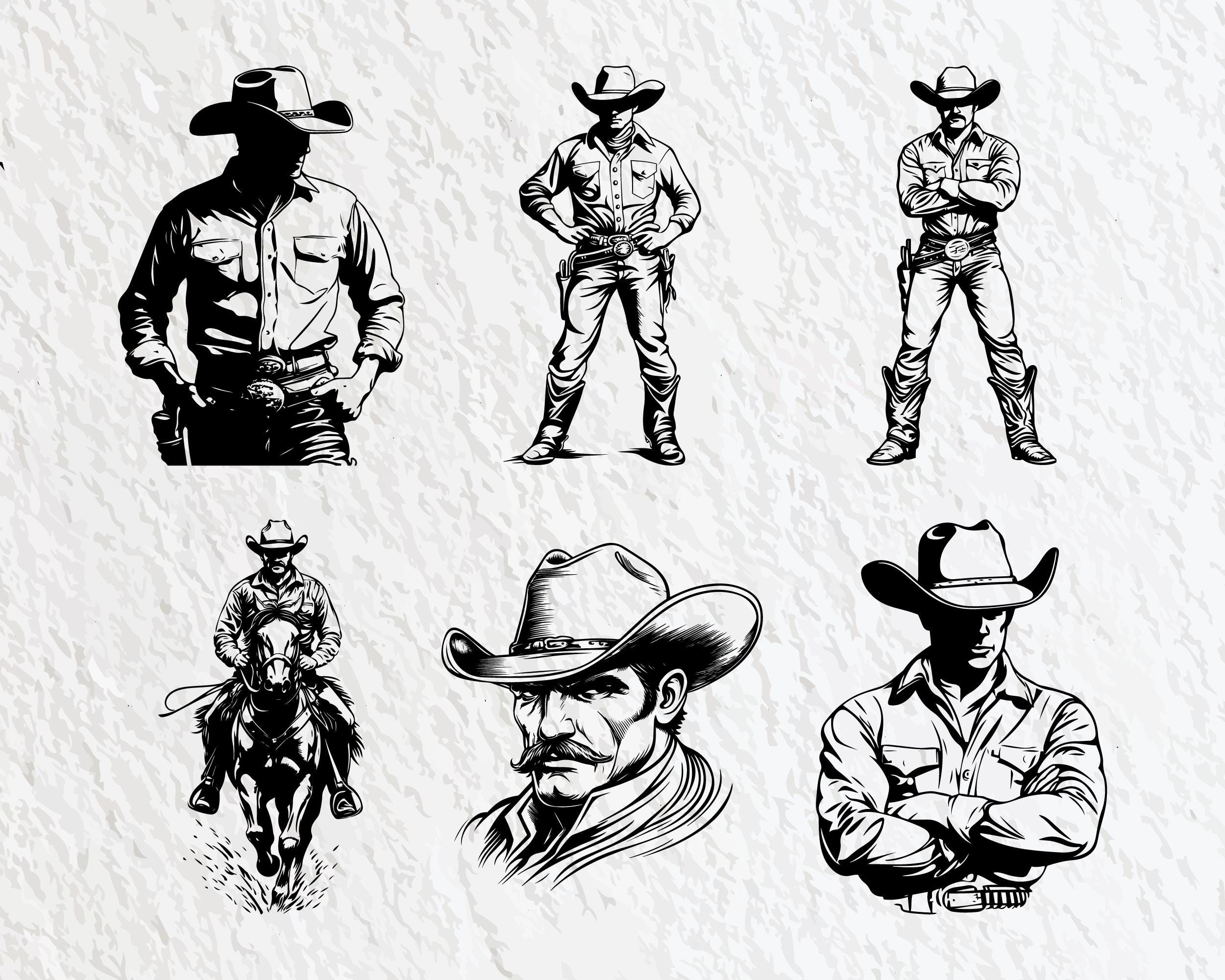 Cowboy Svg Bundle, Cowboy Silhouette, Cowboy Clipart Png, Cowboy ...
