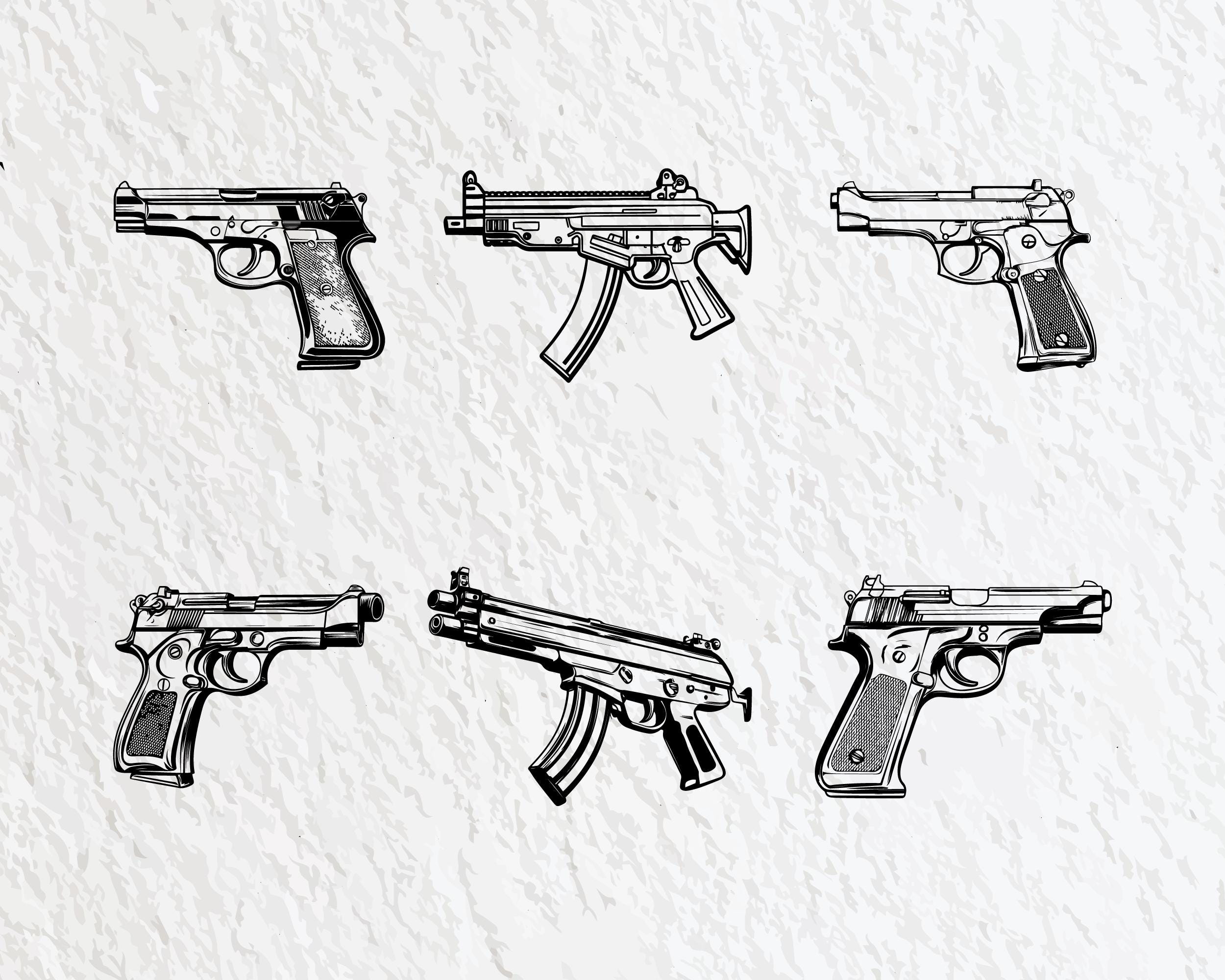 Gun Svg Bundle, Gun Silhouette, Gun Clipart Png, Gun Outline, Gun ...