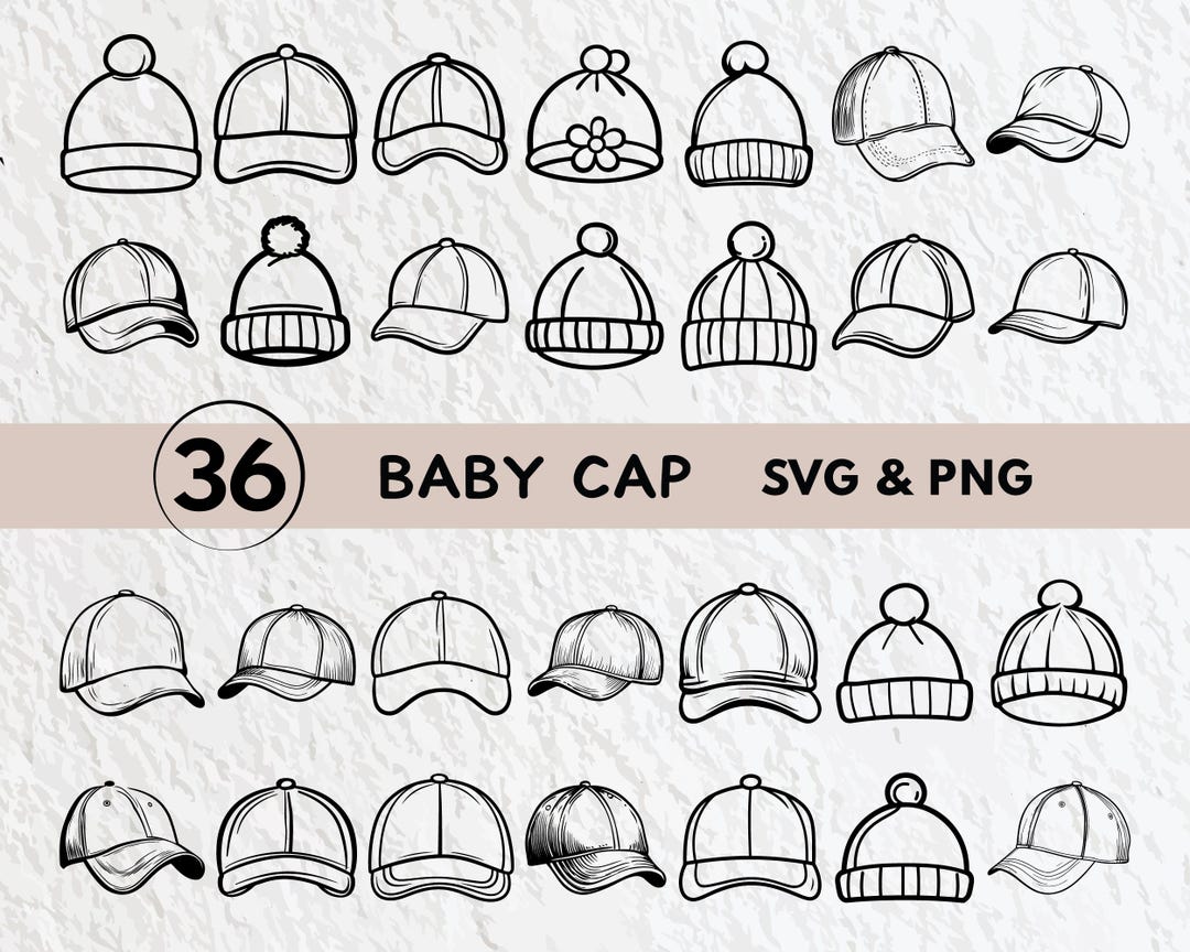 Baby Cap Svg Bundle, Baby Cap Silhouette, Baby Cap Clipart Png, Baby ...