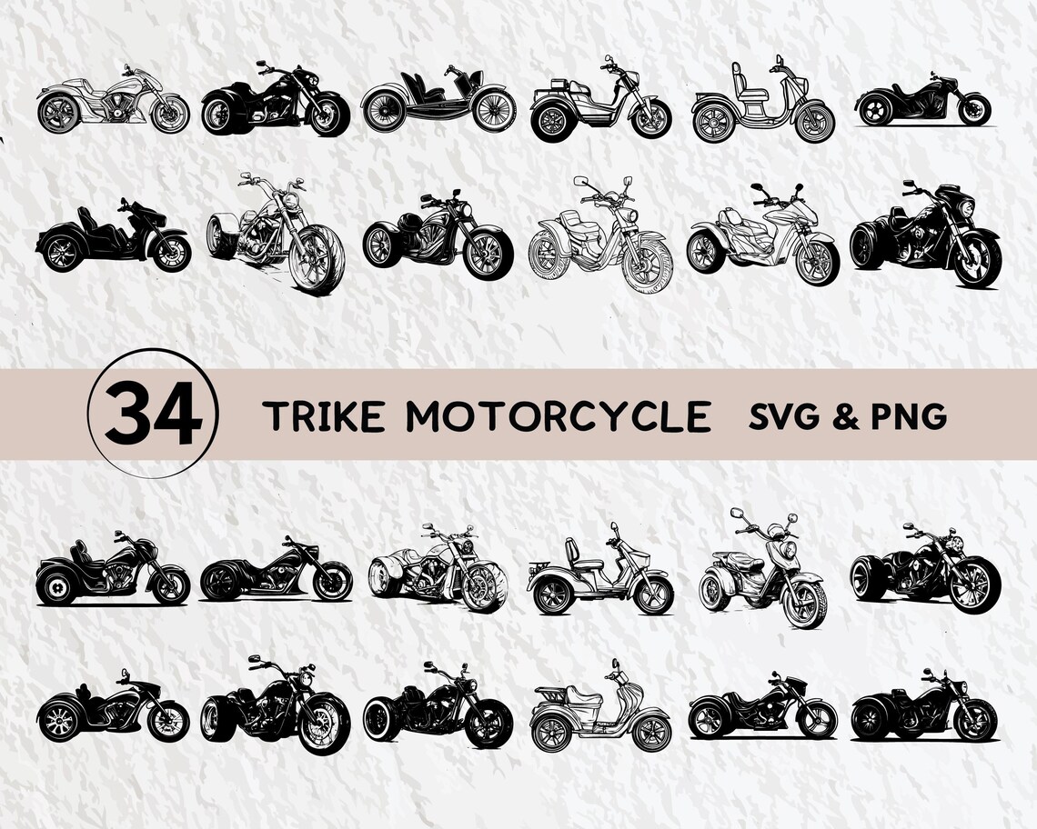 Trike Motorcycle SVG Bundle: Clipart, Silhouette, Logo (PNG, Cricut) - Etsy