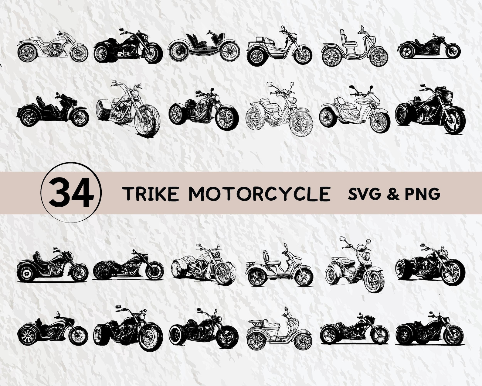 Trike Motorcycle SVG Bundle: Clipart, Silhouette, Logo (PNG, Cricut) - Etsy