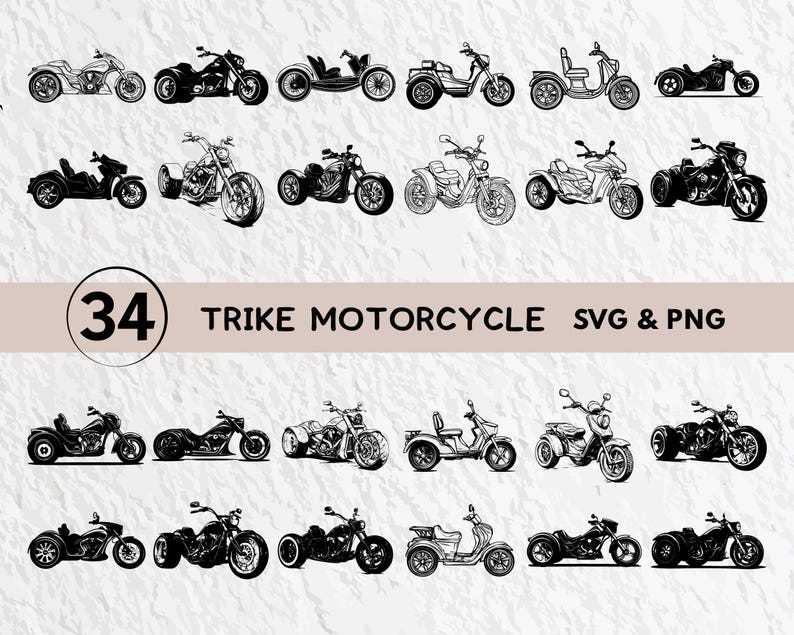 Trike Motorcycle Svg Bundle, Trike Motorcycle Silhouette, Trike ...