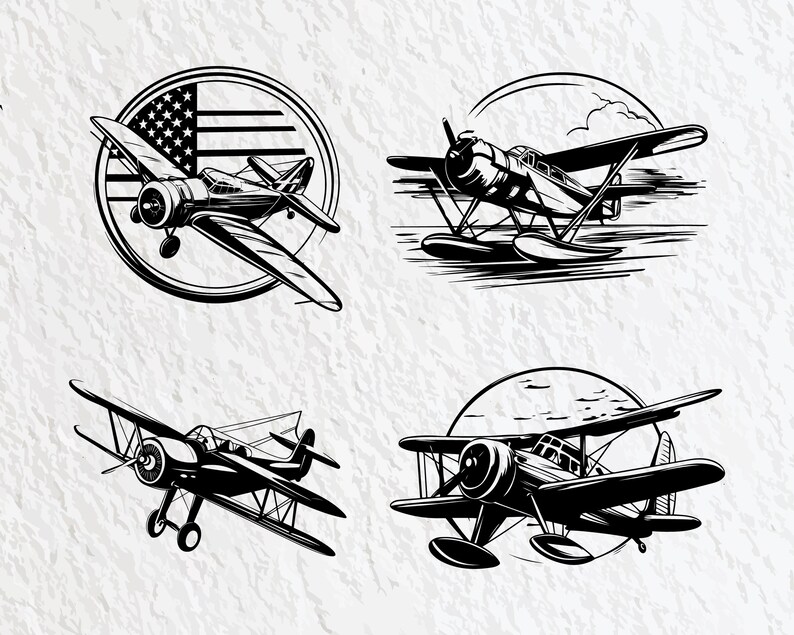 Biplane SVG Bundle: Silhouette Clipart, Vector Cut Files (PNG) - Etsy